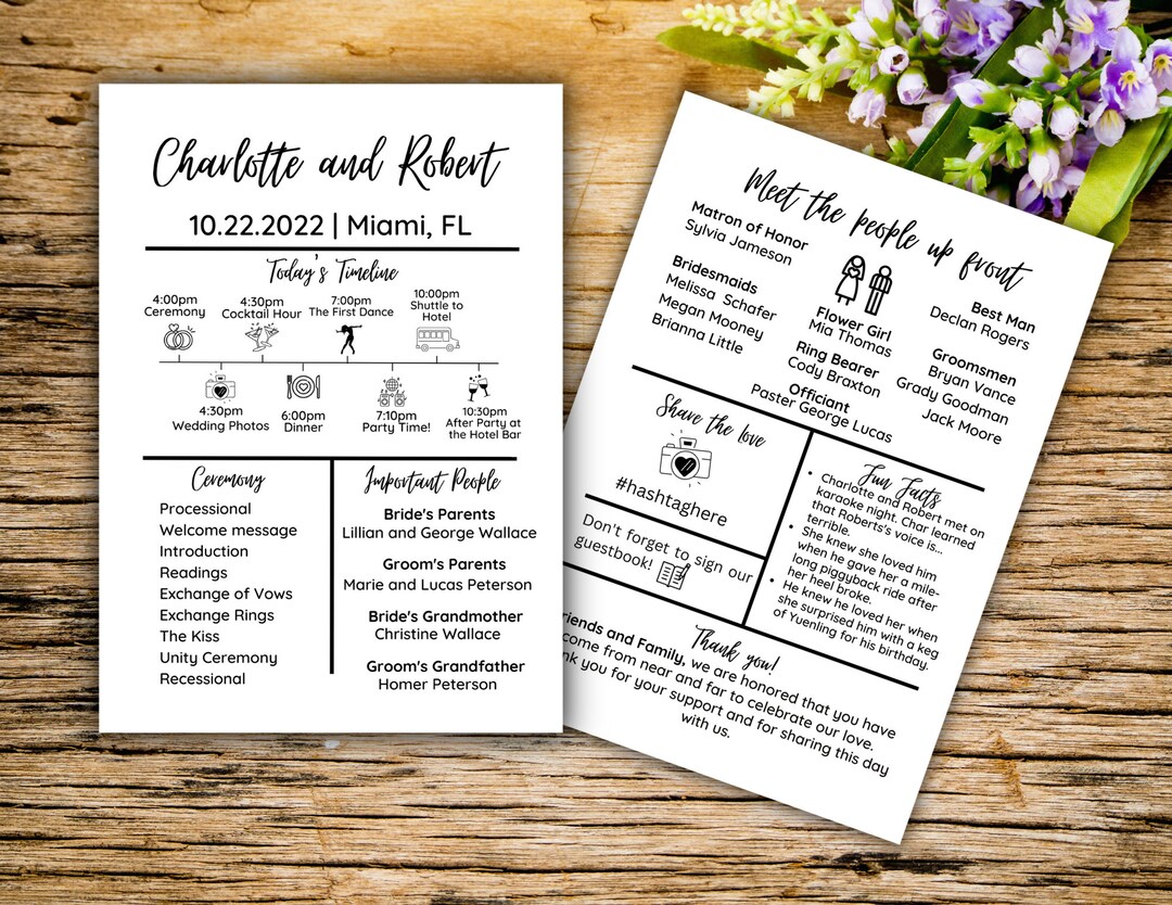 Wedding Program Template Unique Wedding Editable Template - Etsy