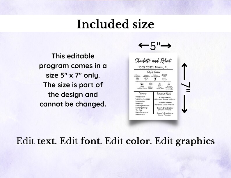 Wedding Program Template Unique Wedding Editable Template - Etsy