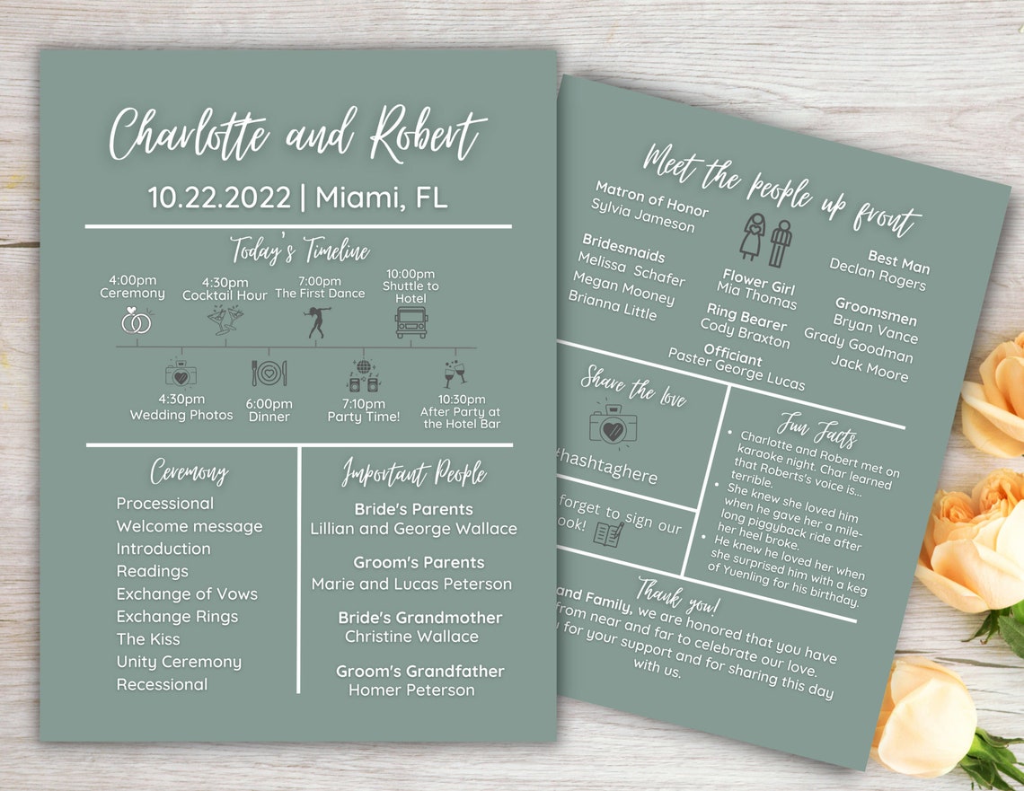 Wedding Program Template Unique Wedding Program Modern - Etsy