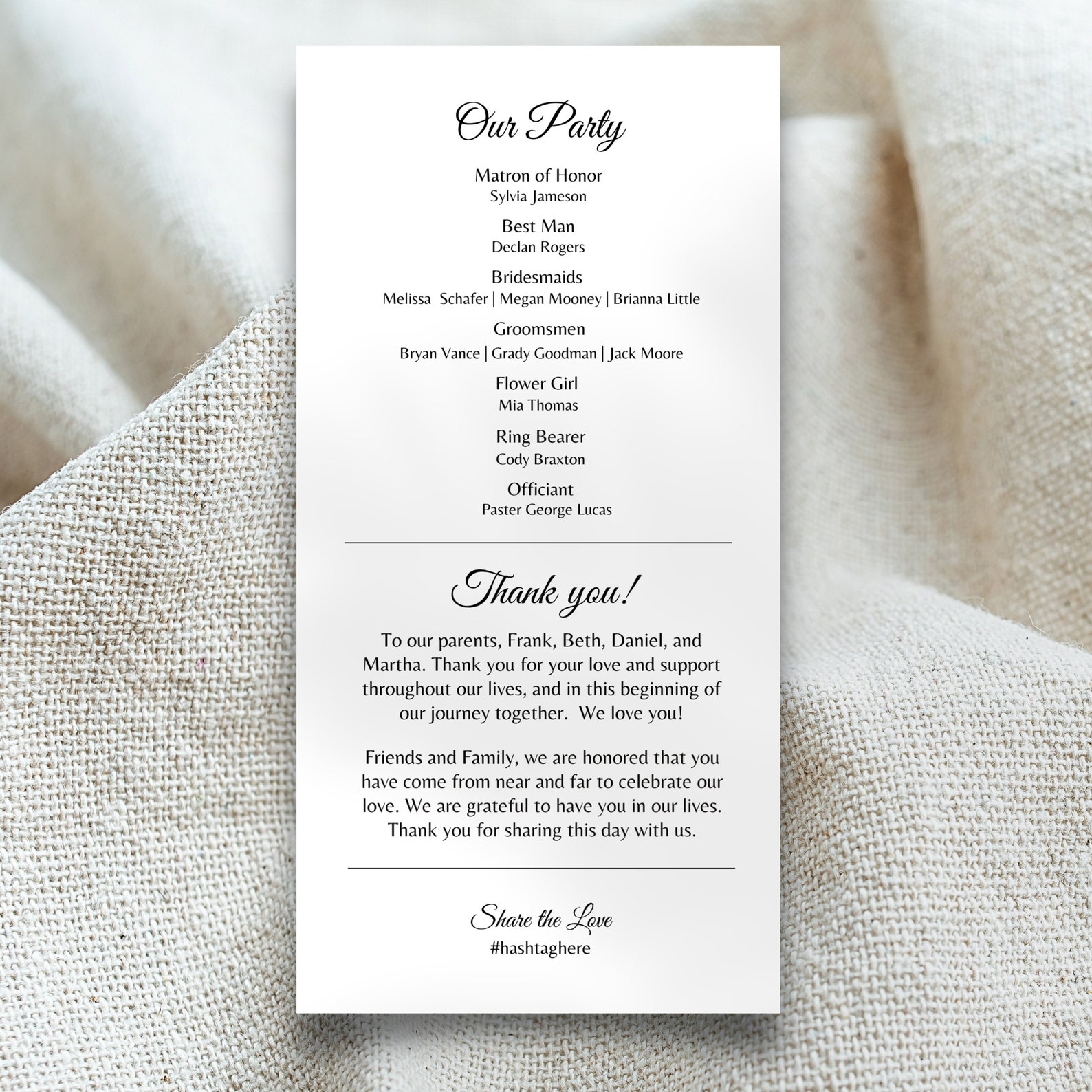 Wedding Program Template, Unique Wedding Program, Modern Wedding ...