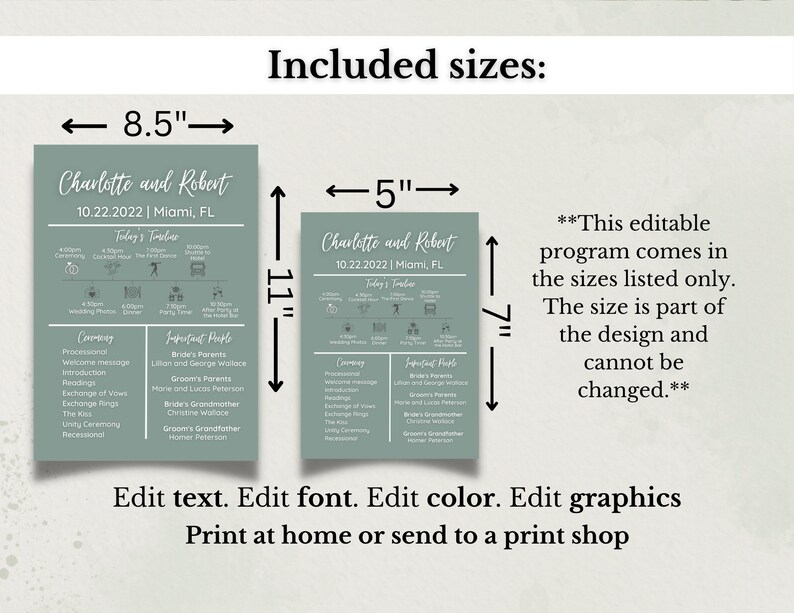Wedding Program Template Unique Wedding Program Modern - Etsy