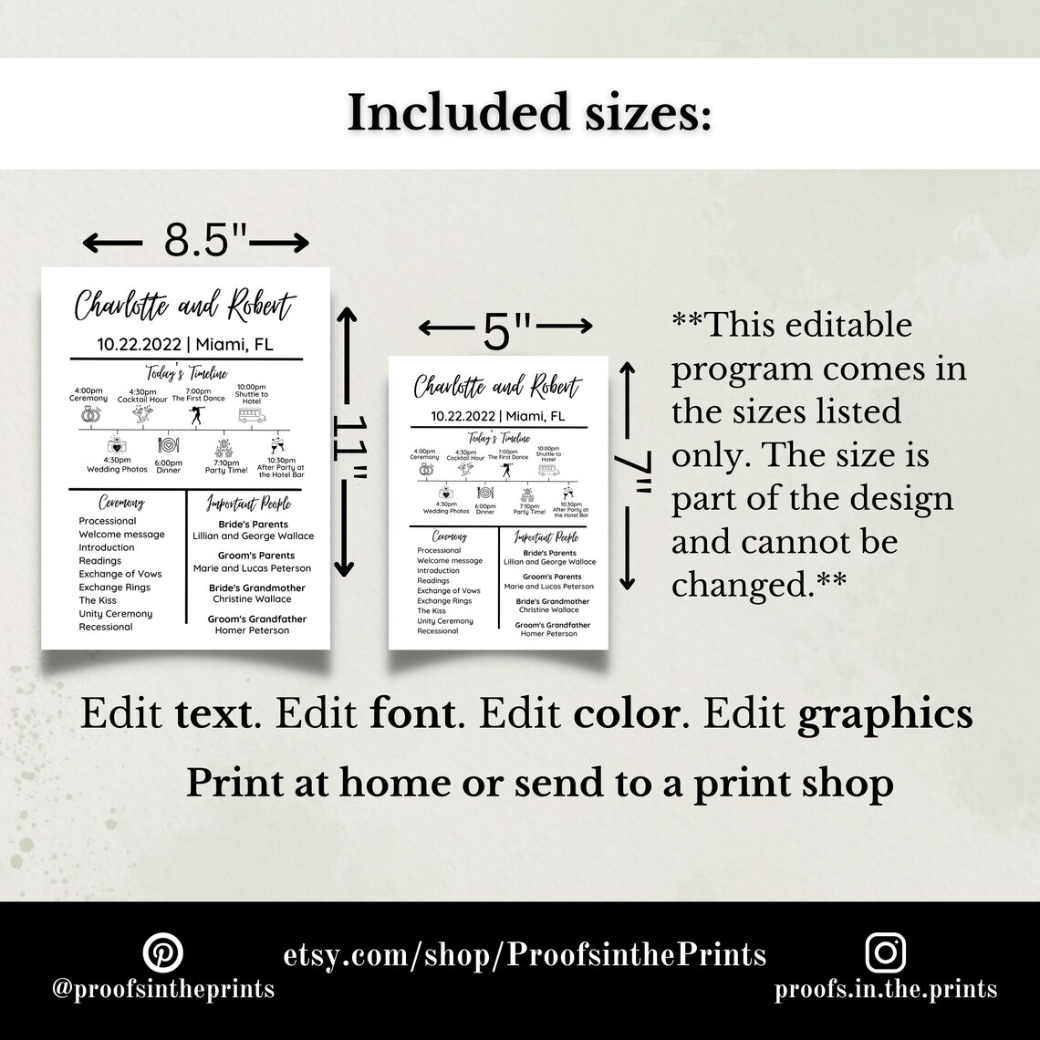 Wedding Program Template Unique Wedding Program Modern - Etsy