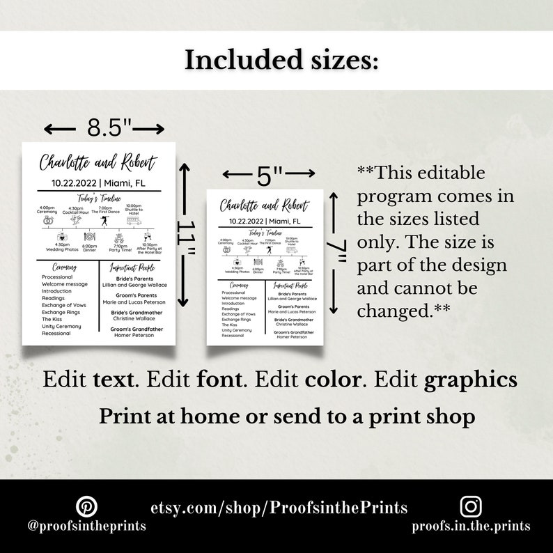 Wedding Program Template Unique Wedding Program Modern - Etsy
