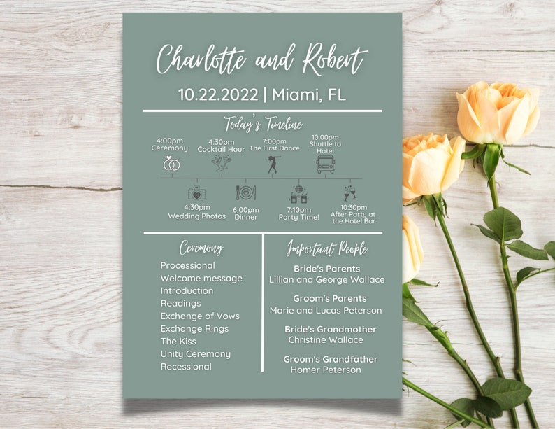Wedding Program Template Unique Wedding Program Modern - Etsy
