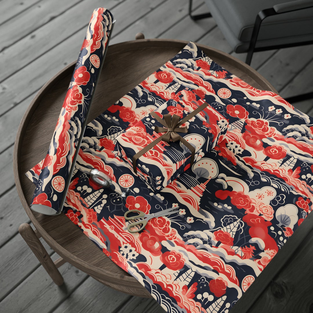 Japan Inspired Wrapping Paper Rolls, Japanese Gift Wrap, Tokyo Osaka ...