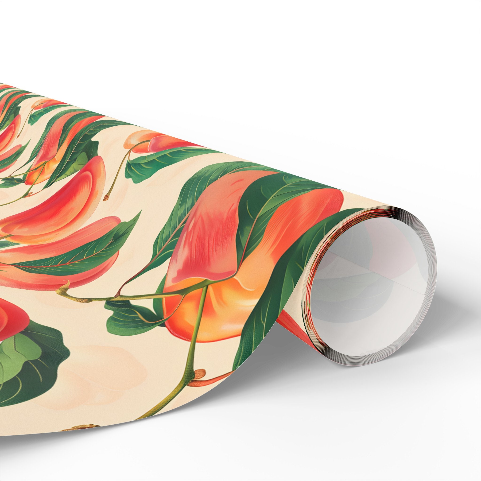 Peach Wrapping Paper, Peach Fuzz Gift Wrap, Fresh Fruit Gift Paper ...