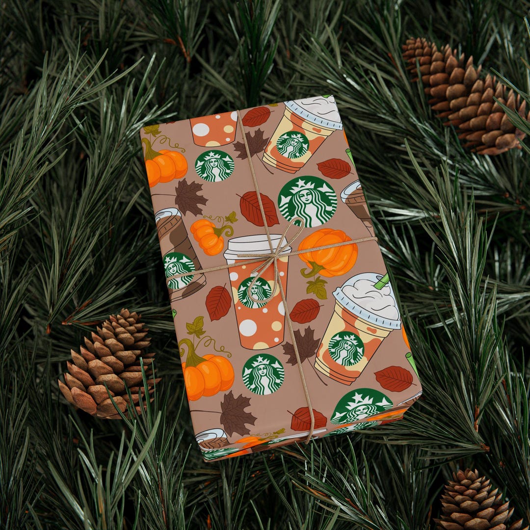 Pumpkin Spice Latte Starbucks Coffee Wrapping Paper, PSL Gift Wrap ...