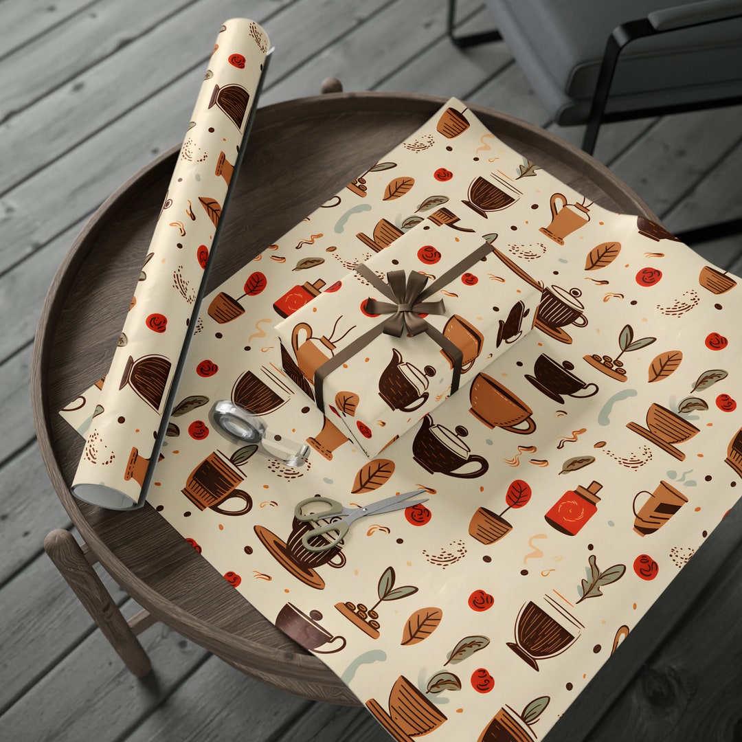 Coffee Lover Wrapping Paper Rolls, Coffee Shop Gift Wrap, Cafe Espresso ...
