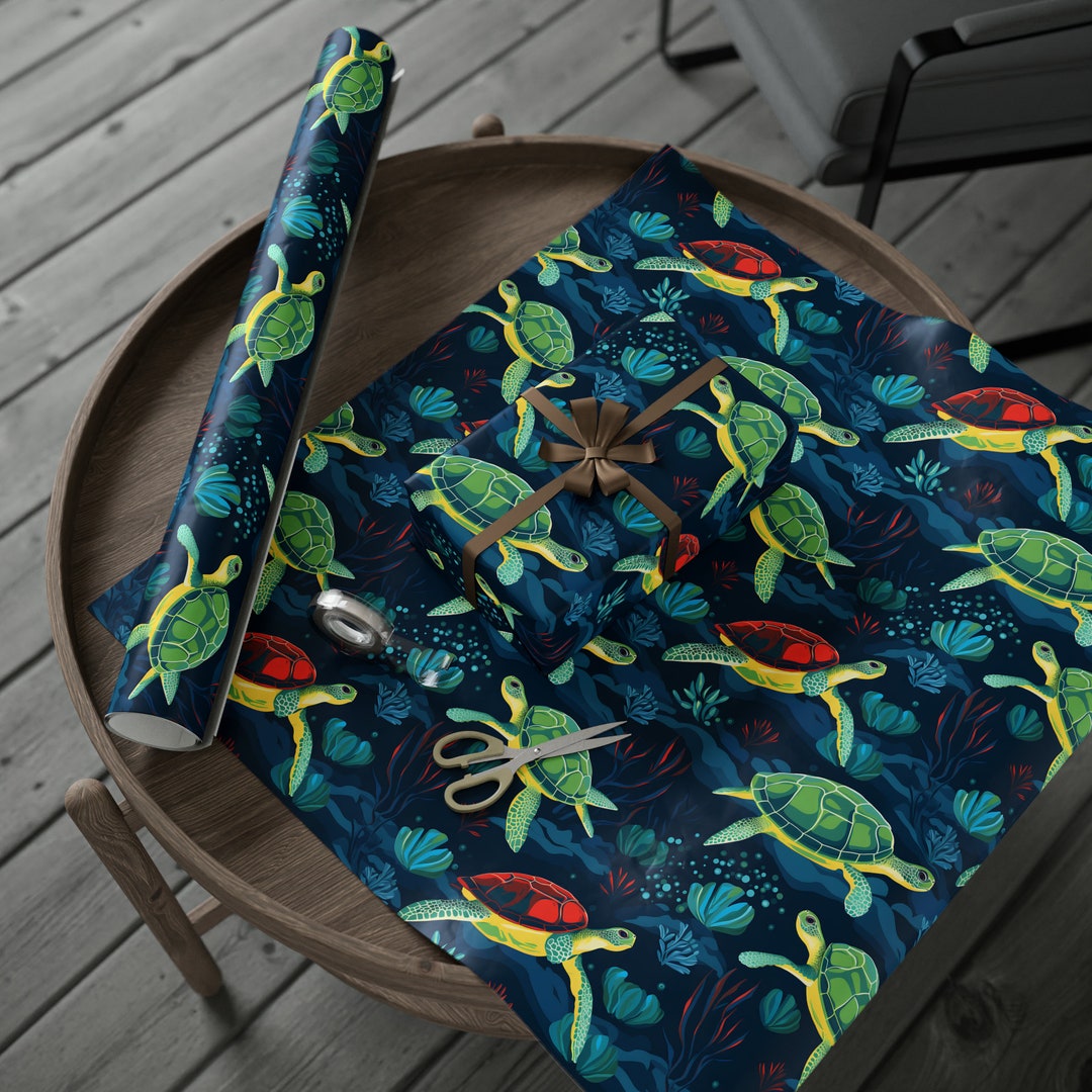 Wild Turtles Under the Sea Wrapping Paper for Kids, Birthdays ...