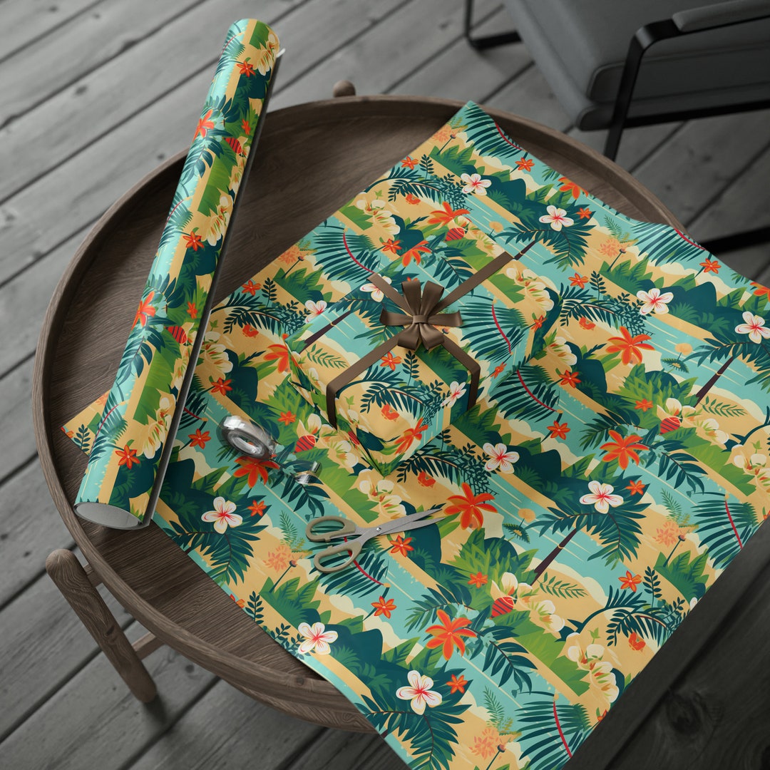Hawaiian Themed Wrapping Paper for Birthdays and Christmas, Parties or ...