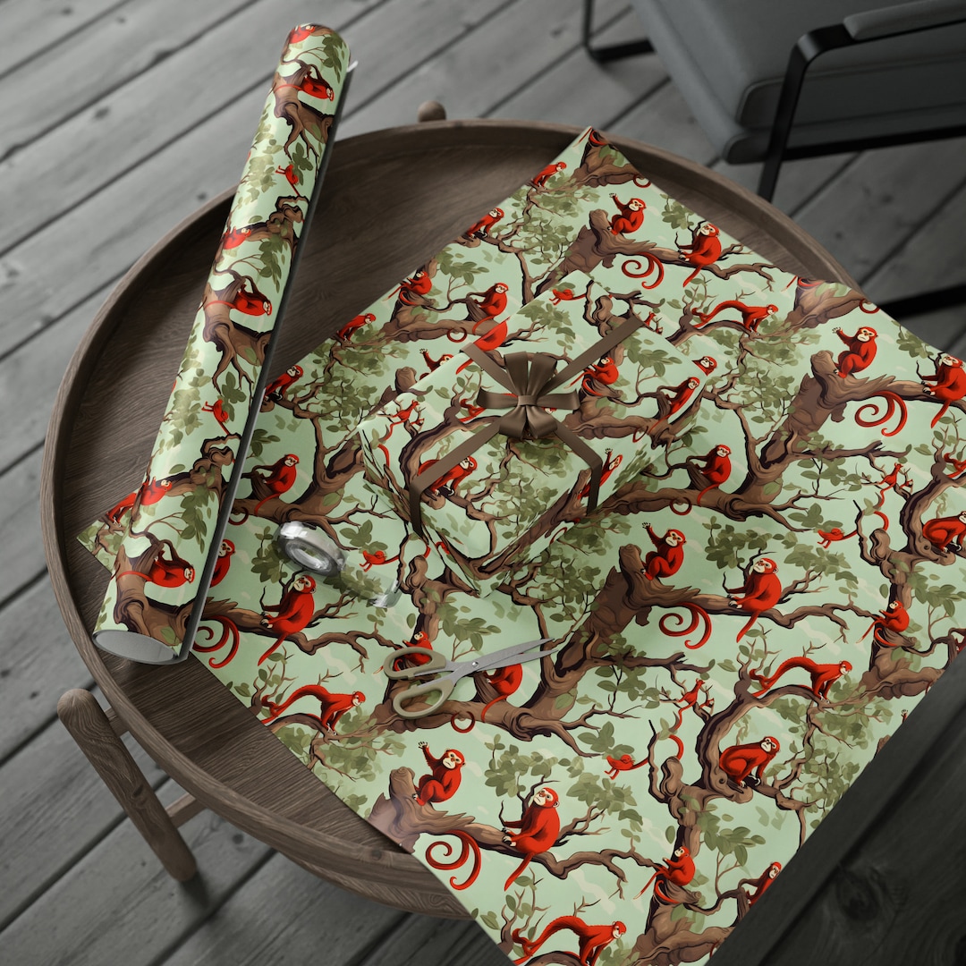 Monkey Wrapping Paper for Kids Parties, Birthdays, Christmas, Showers ...