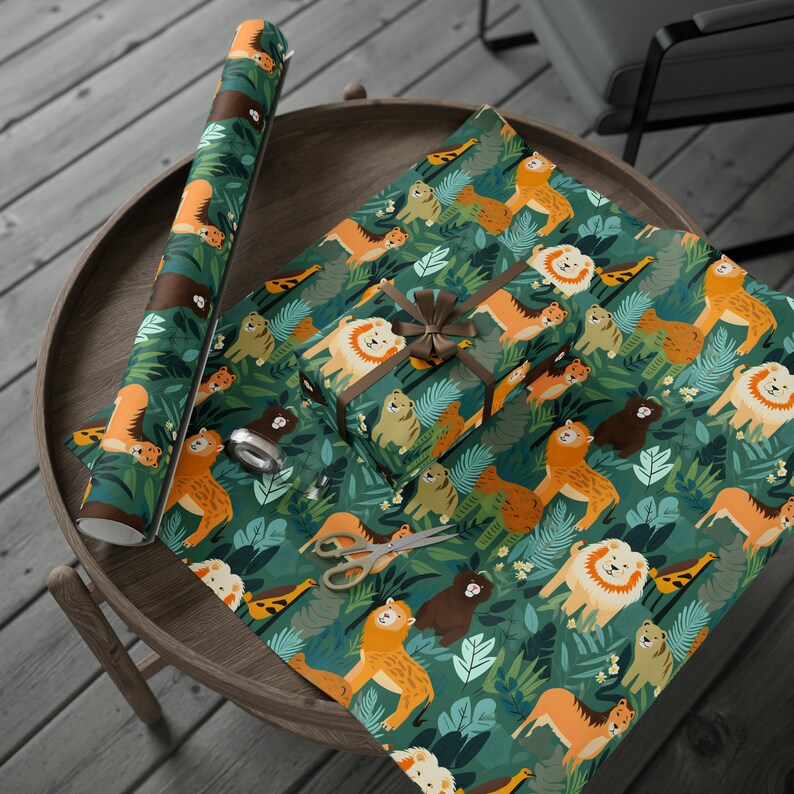 Wild African Animals Wrapping Paper for Kids Parties, Birthdays ...