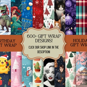 BOOK Themed Gift WRAPPING PAPER Roll, Library Bookshelf Unique ...