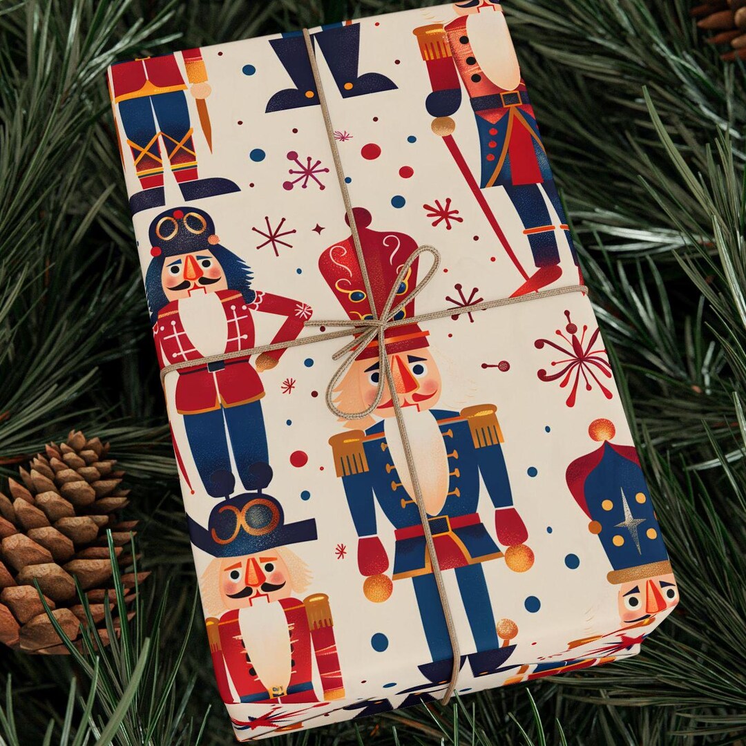 Elegant Christmas Nutcracker Gift Wrapping Paper, Holiday Toy Soldier ...