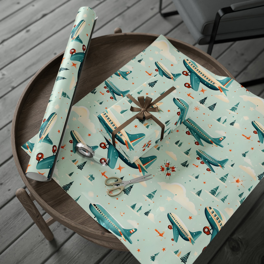 Holidays in the Airports Christmas Winter Wrapping Paper Airplane ...