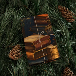 BOOK Themed Gift WRAPPING PAPER Roll, Library Bookshelf Unique ...