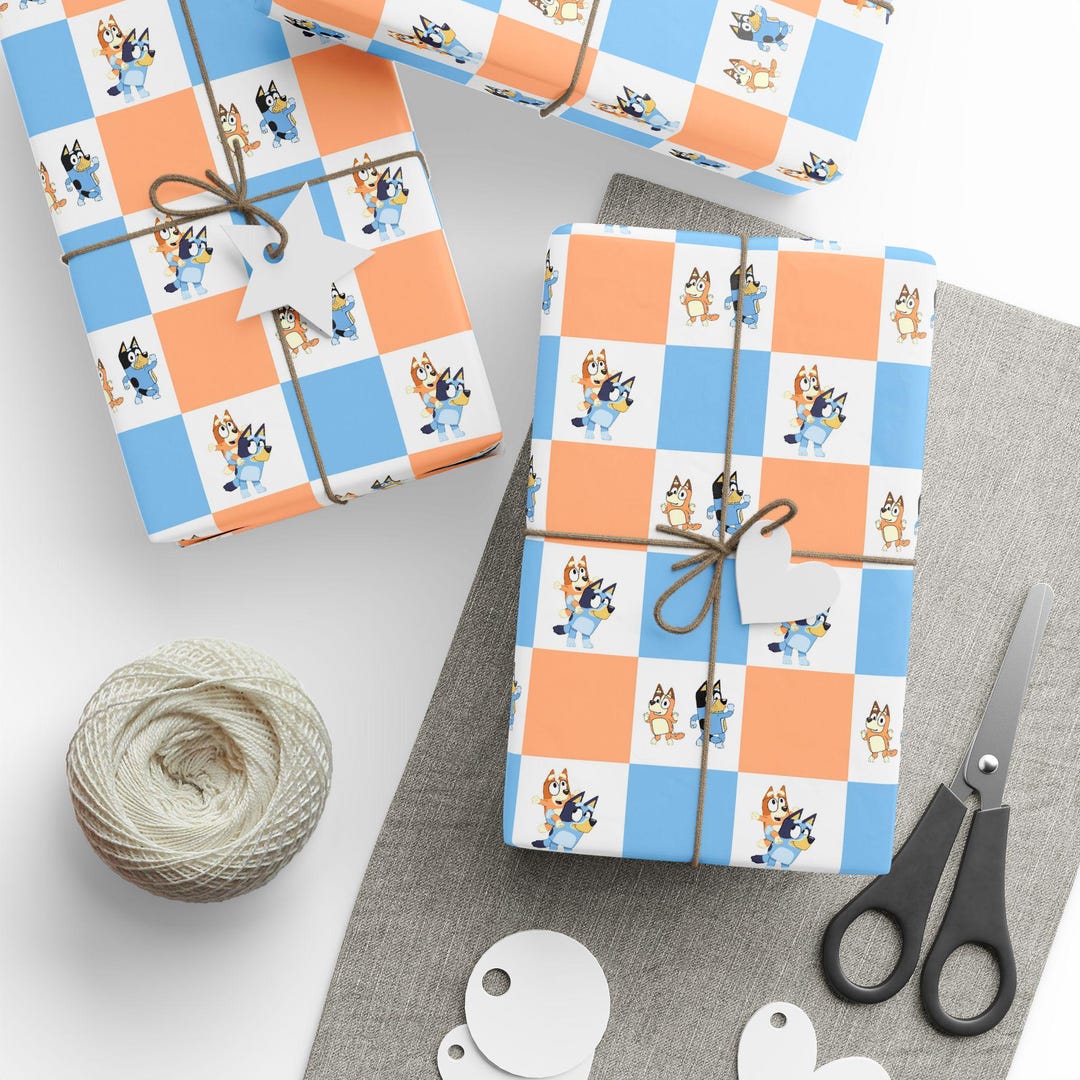 Bluey and Bingo Gift Wrap, Bluey Birthday Wrapping Paper, Blue and ...