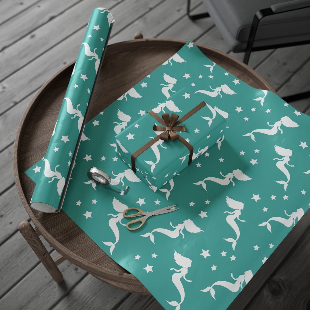 Mermaid Wrapping Paper, Under the Sea Gift Wrap, Mermaid Party Gift ...