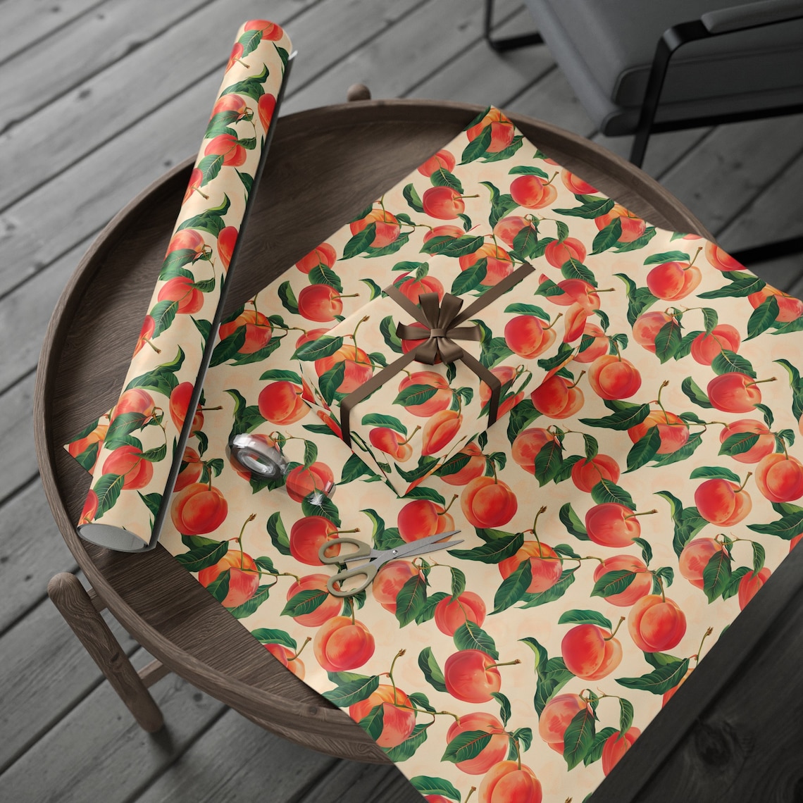 Peach Wrapping Paper, Peach Fuzz Gift Wrap, Fresh Fruit Gift Paper ...
