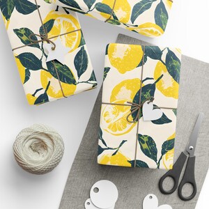 Lemon Wrapping Paper, Fresh Lemon Gift Wrap, Clean Lemon Gift Paper ...