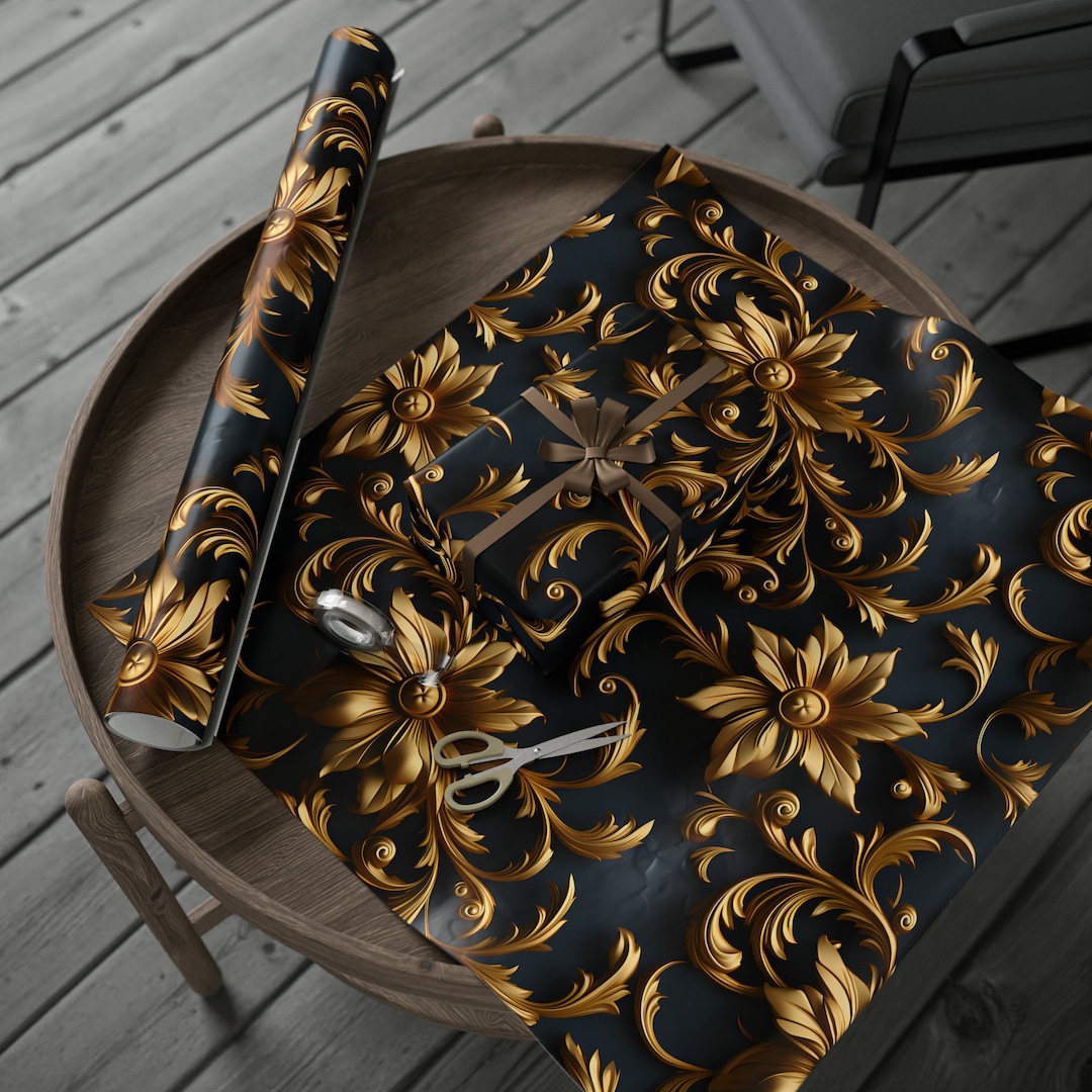 Elegant Gold Themed Gift Wrap Black and Gold Wrapping Paper Elegant ...