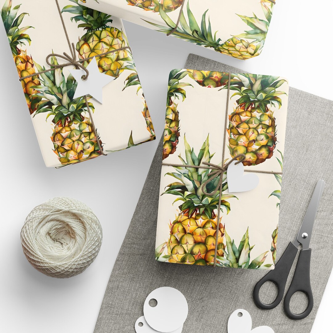 Pineapple Wrapping Paper, Tropical Pineapple Gift Wrap, Fruit Gift ...