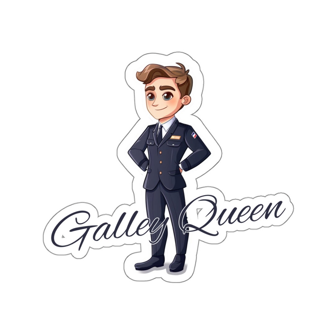 Galley Queen Flight Attendant Humor Sticker, LGBTQ Flight Attendant ...
