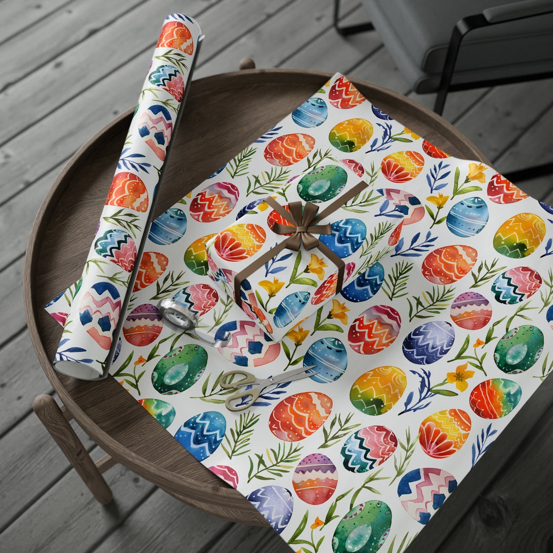 Colorful Easter Egg Wrapping Paper, Easter Egg Hunt Gift Wrap ...