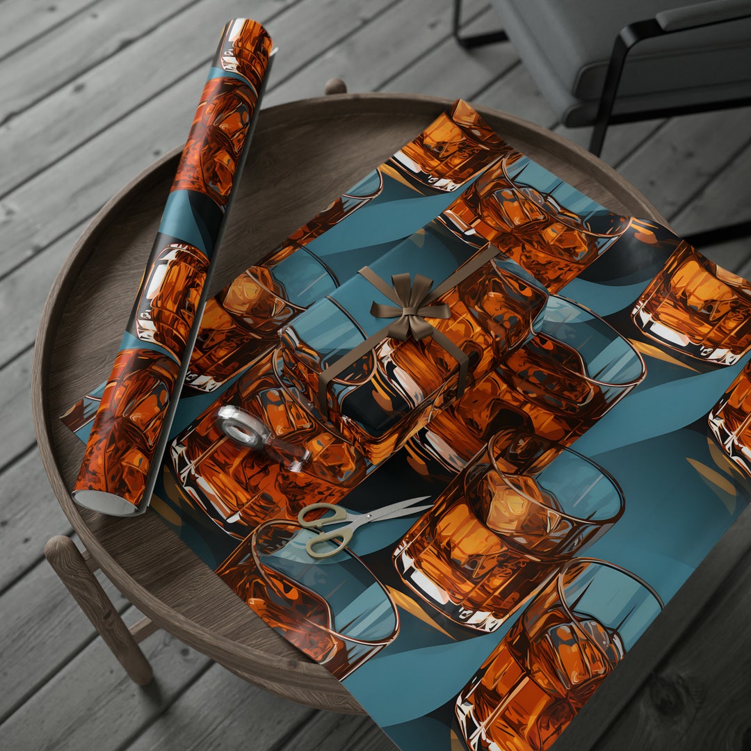 Whiskey Lover Wrapping Paper, Scotch Gift Wrap Rolls, Bourbon Gift Wrap ...