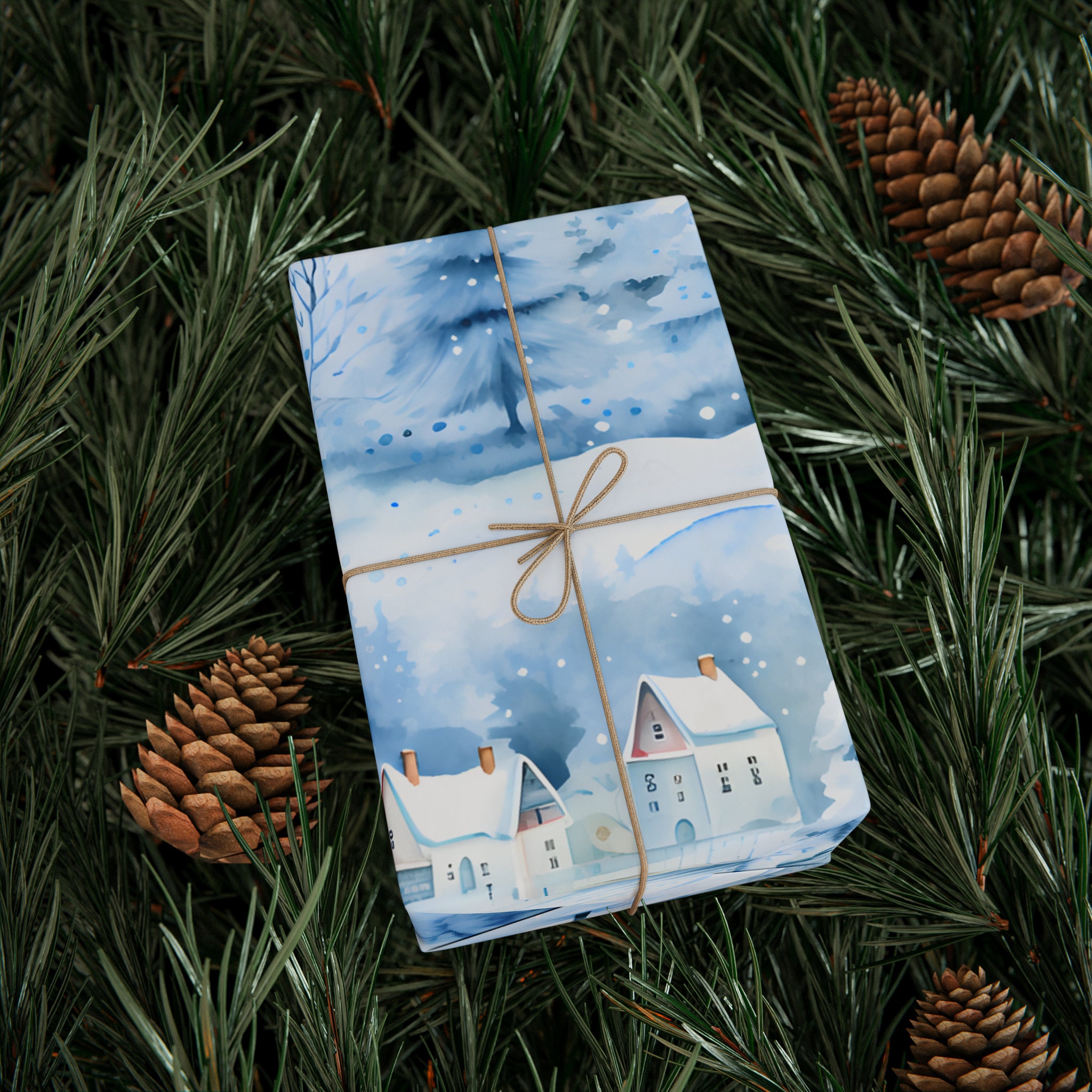 Watercolor Winter Wonderland Wrapping Paper Rolls, Elegant Gift Wrap ...