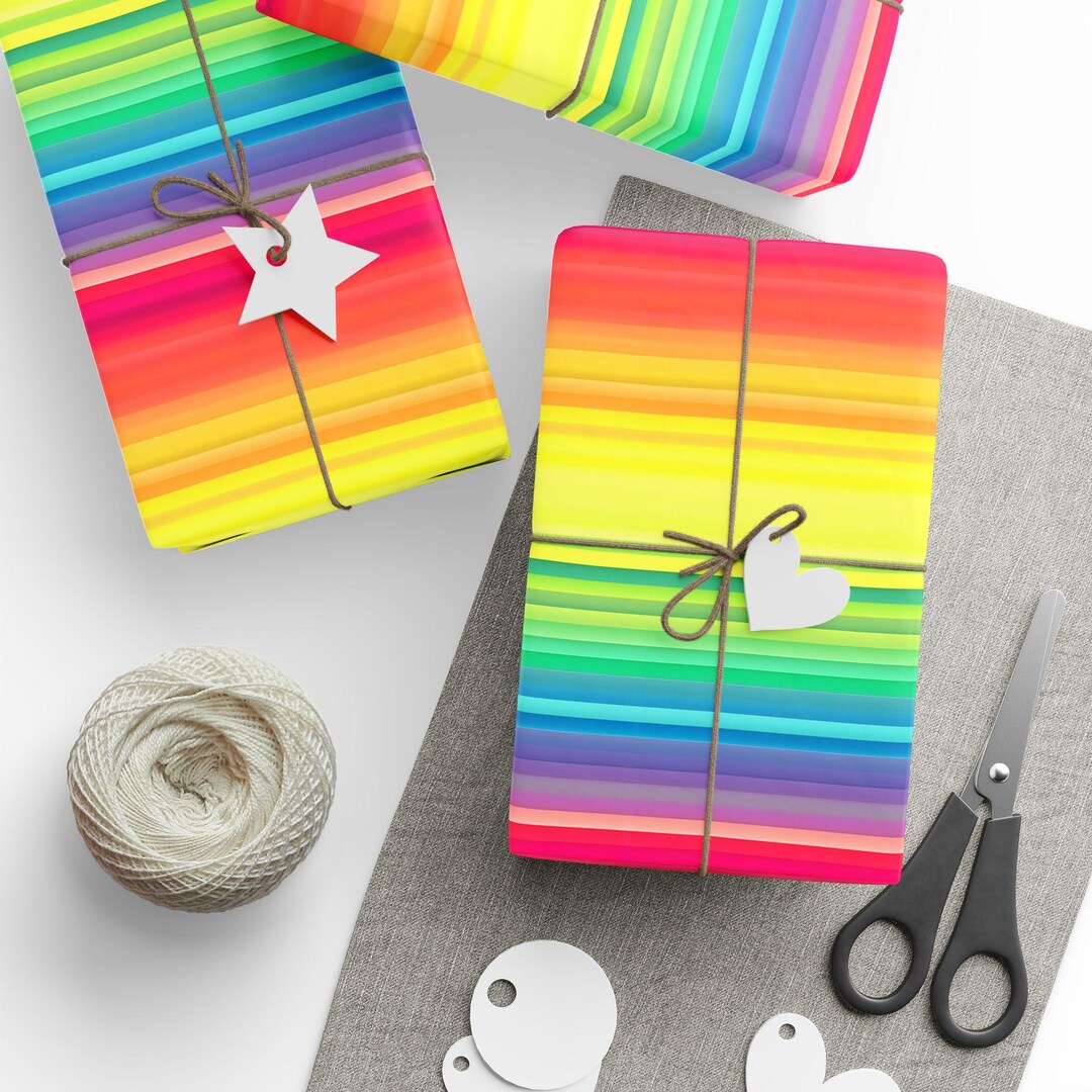 Rainbow Wrapping Paper, Colors of the Rainbow Gift Wrap for Birthdays ...
