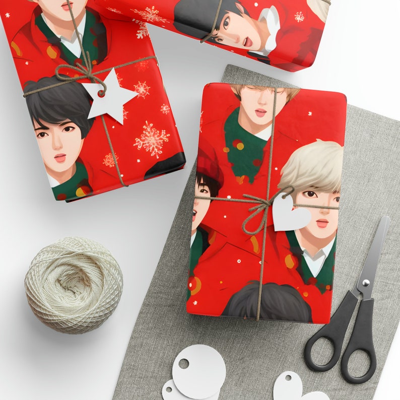 BTS Christmas Wrapping Paper Korean K-pop Gift Wrap, Fun BTS K-pop Gift ...