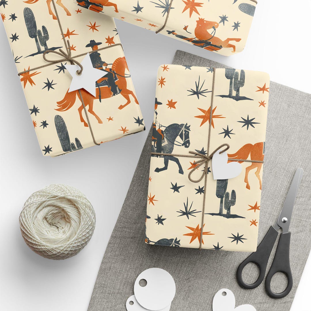 Cowboy Wrapping Paper, Wild Wild West Gift Wrap, Texan Western Gift ...