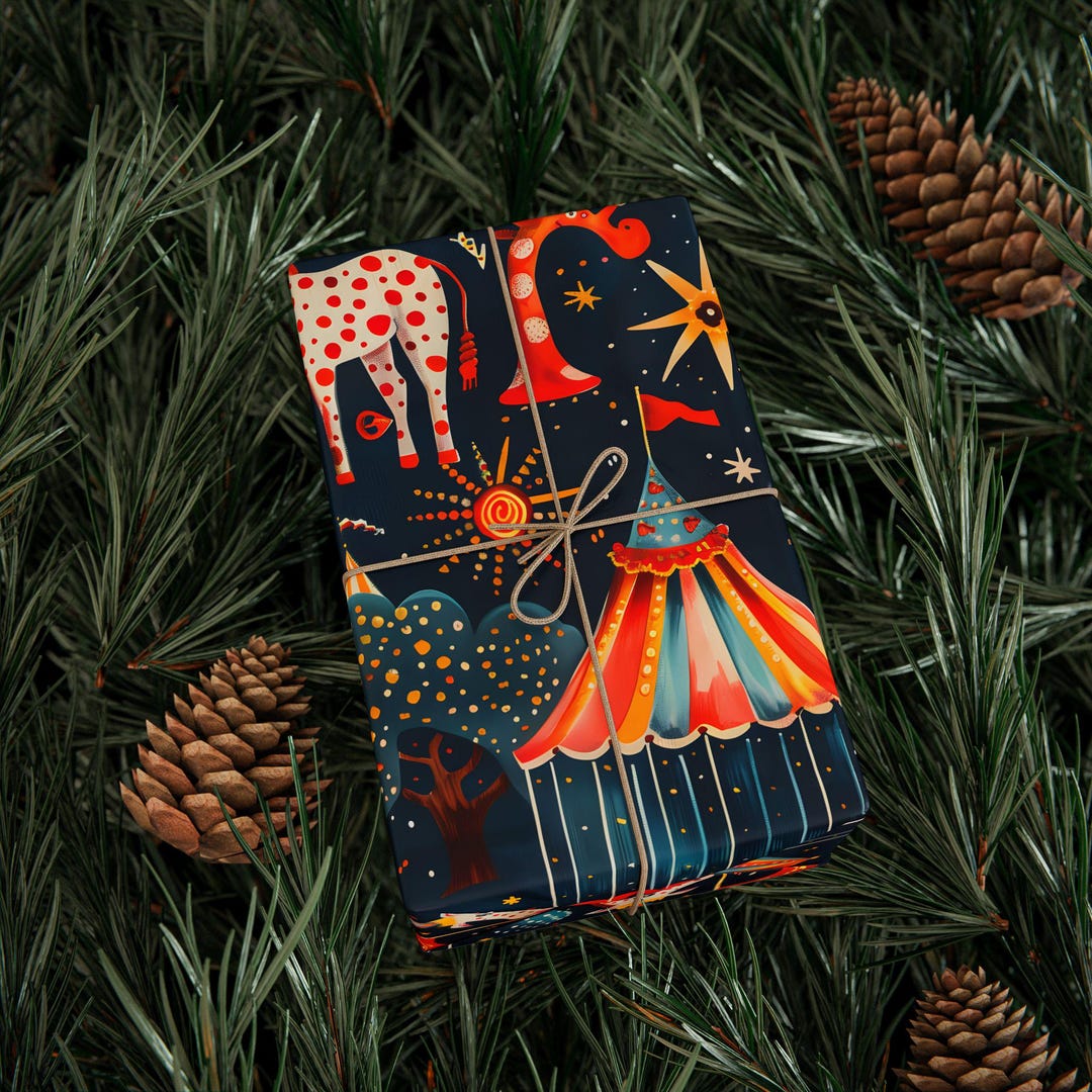 Circus Wrapping Paper, Circus Animals Gift Wrap Paper for Birthdays ...