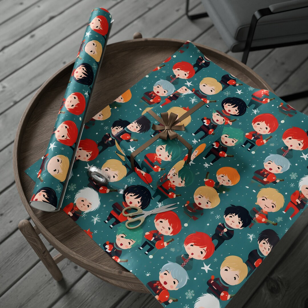 BTS Christmas Wrapping Paper Korean K-pop Gift Wrap, Fun BTS K-pop Gift ...