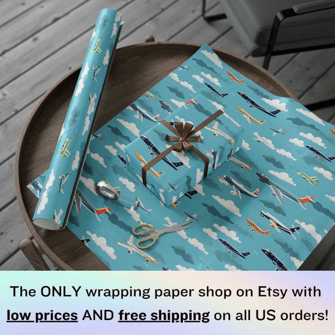 Cute Kids Airplane Themed Wrapping Paper for Birthdays and Christmas ...