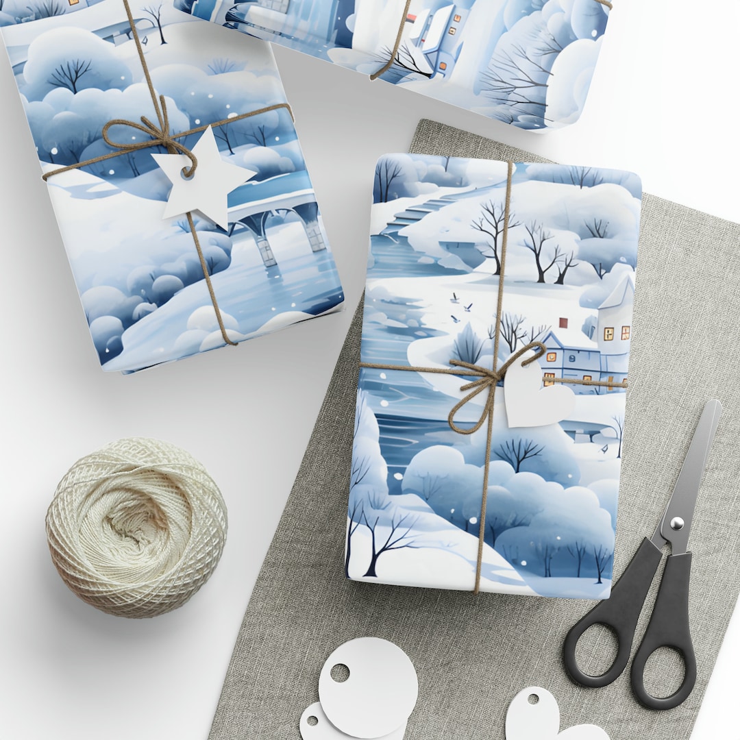 Watercolor Winter Wonderland Wrapping Paper Rolls, Elegant Gift Wrap ...