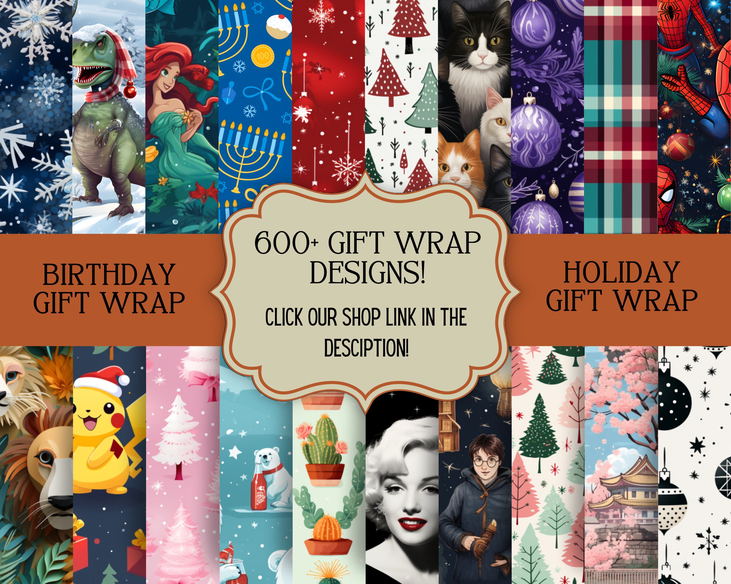 Black and White Christmas Wrapping Paper Rolls, Elegant Gift Wrap ...
