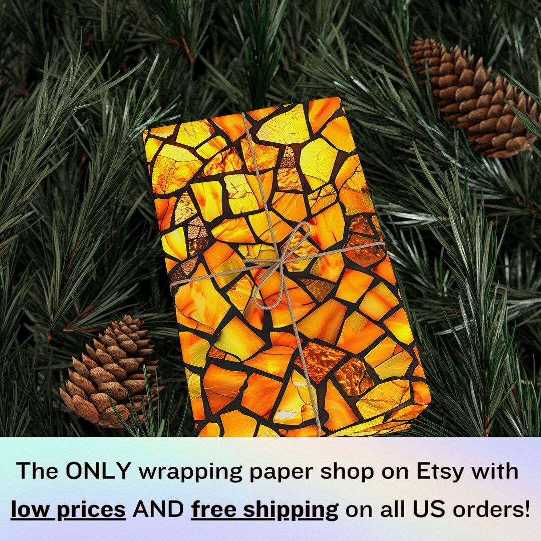 Golden Yellow Glass Wrapping Paper, Beautiful Elegant Honey Colored ...