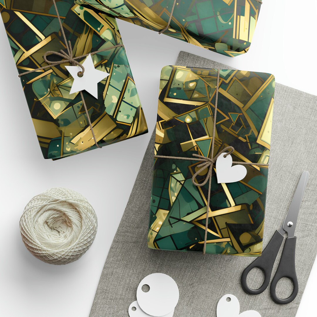 Money Wrapping Paper Green Abstract Design Green Gift Wrap Abstract ...