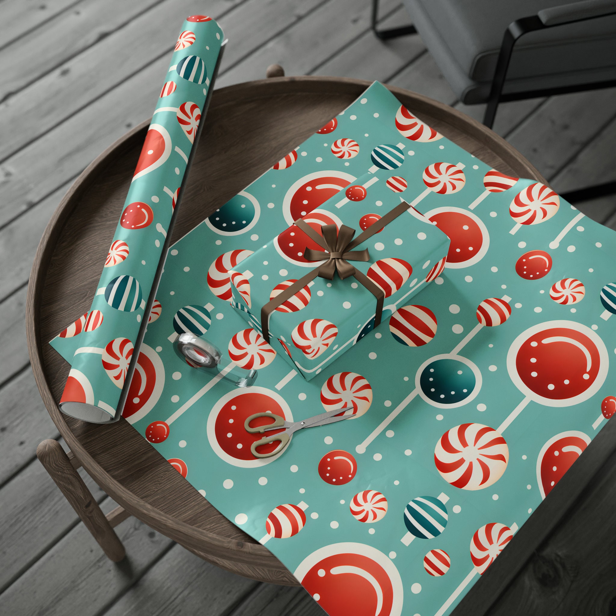 Holiday Peppermint Swirl Christmas Winter Wrapping Paper | Candy Cane ...