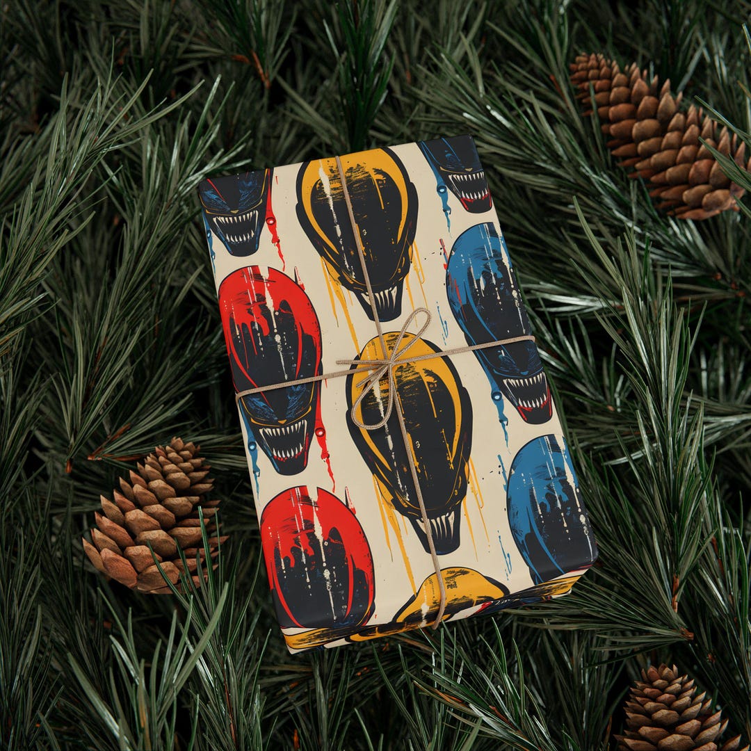 Art Deco Alien Xenomorph Gift Wrapping Paper for Horror Movie Lovers ...