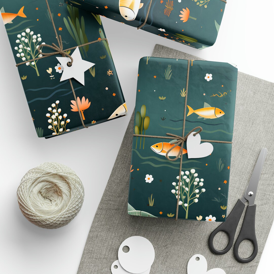 Gone Fishin Wrapping Paper, Fishing Gift Wrap, Outdoor Fishing Gift ...