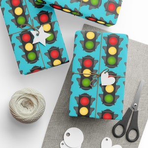 Traffic Light Wrapping Paper, Traffic Party Gift Wrap, Road Sign Gift ...