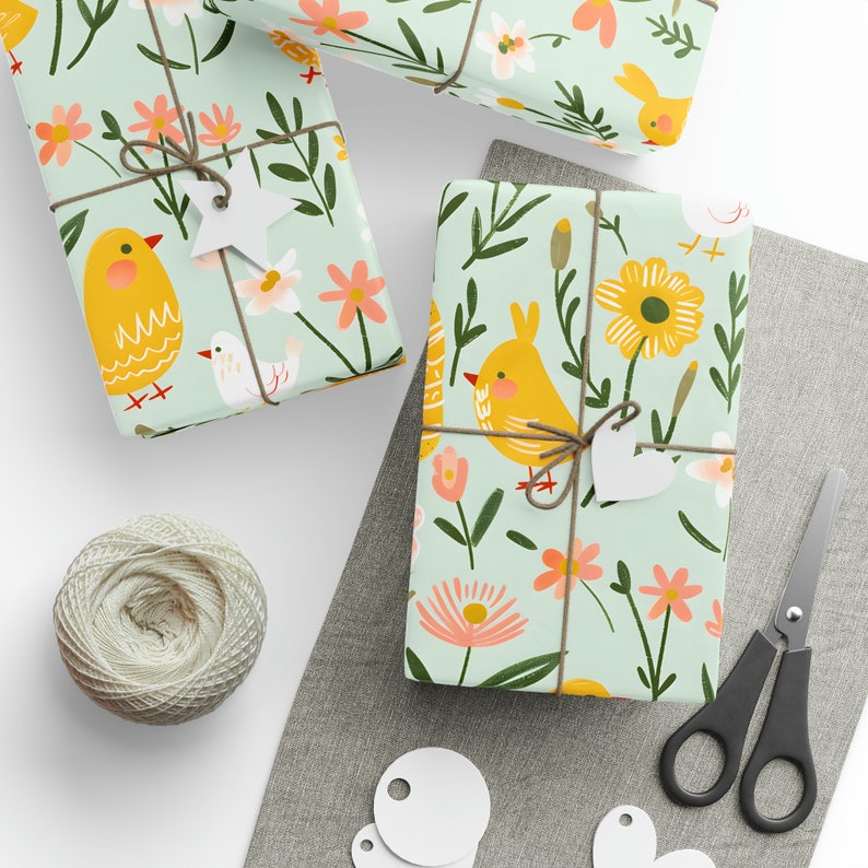Easter Wrapping Paper, Yellow Chicks Gift Wrap, Springtime Wrapping ...