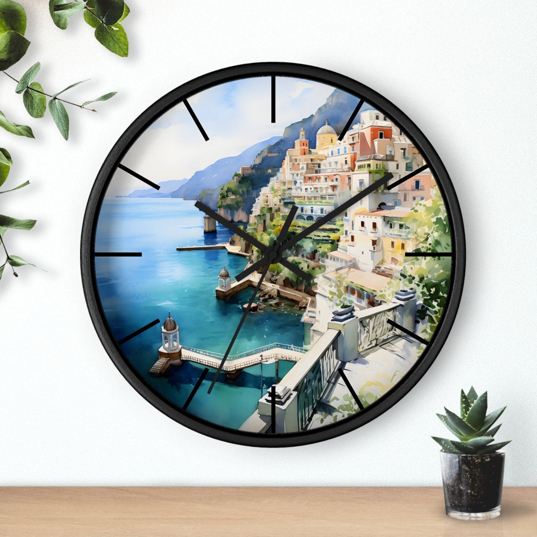 Amalfi Coast Italy Wall Clock, Positano Sorrento Naples Clock, Gifts ...