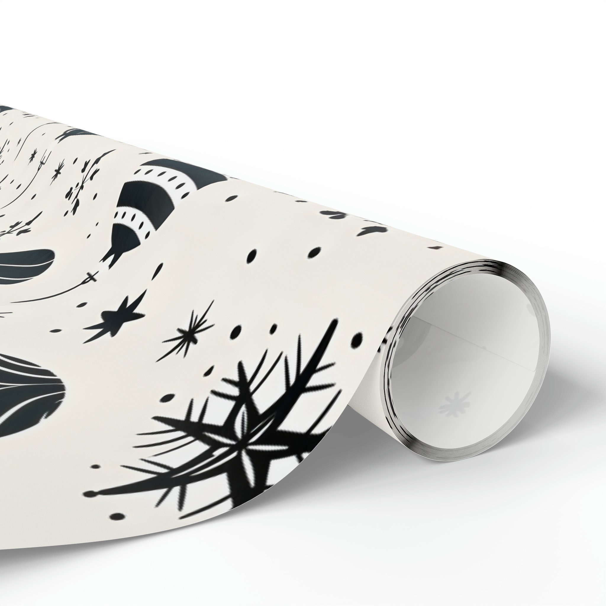 Black and White Christmas Wrapping Paper Rolls, Elegant Gift Wrap ...