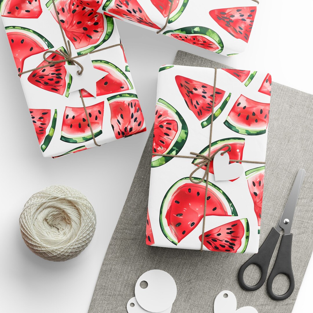 Watermelon Wrapping Paper, Melon Citrus Gift Wrap, Juicy Fruit Gift ...