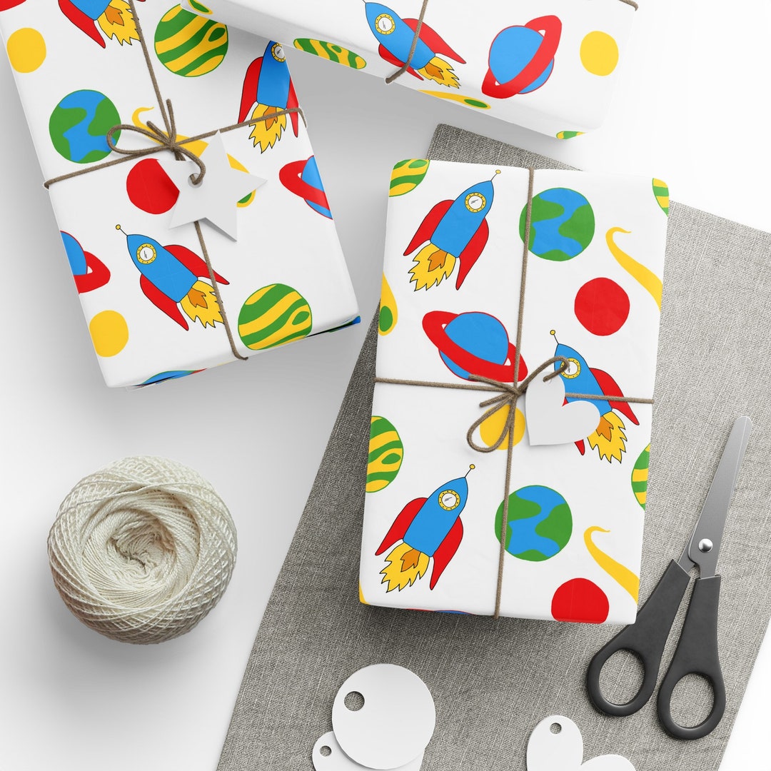 Outer Space Wrapping Paper, NASA Wrapping Paper, Planets Gift Wrap ...