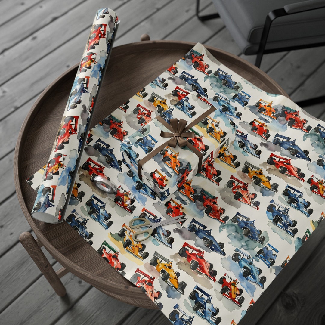 Race Car Wrapping Paper for Birthdays and Christmas, Kids Indy 500 Gift ...